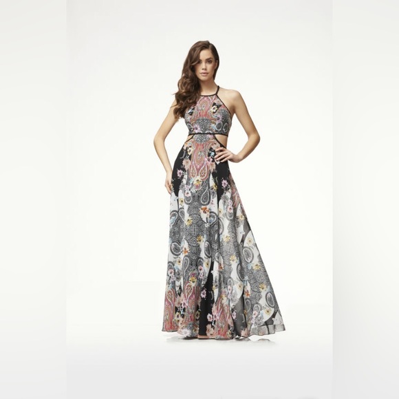 Mon Cheri | Dresses | Size 4 Multicolored Aline Gown Keyhole Back ...